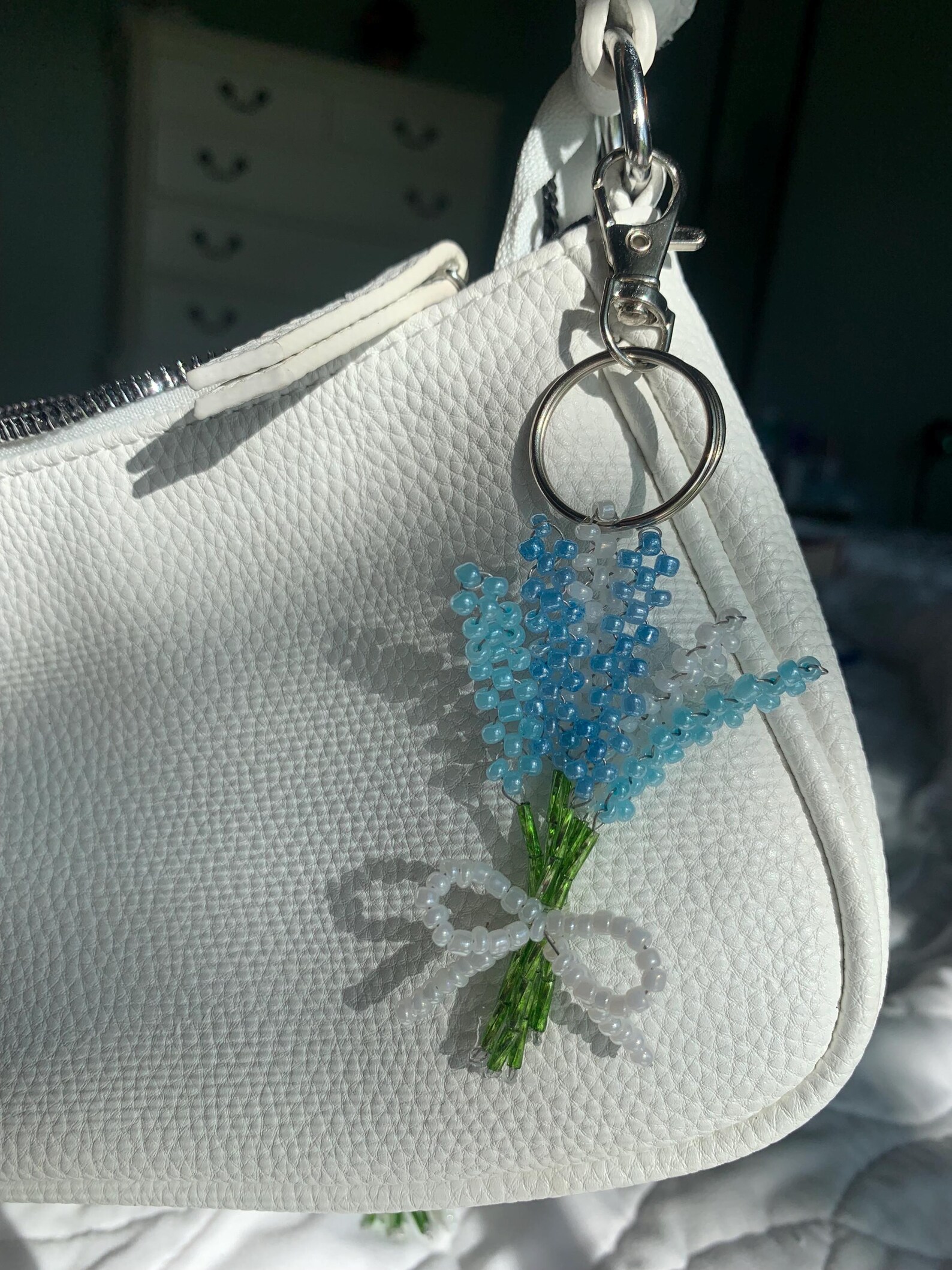 Beaded Flower Bouquet Keychain, Flower Keychain, Seed Bead Flowers ...