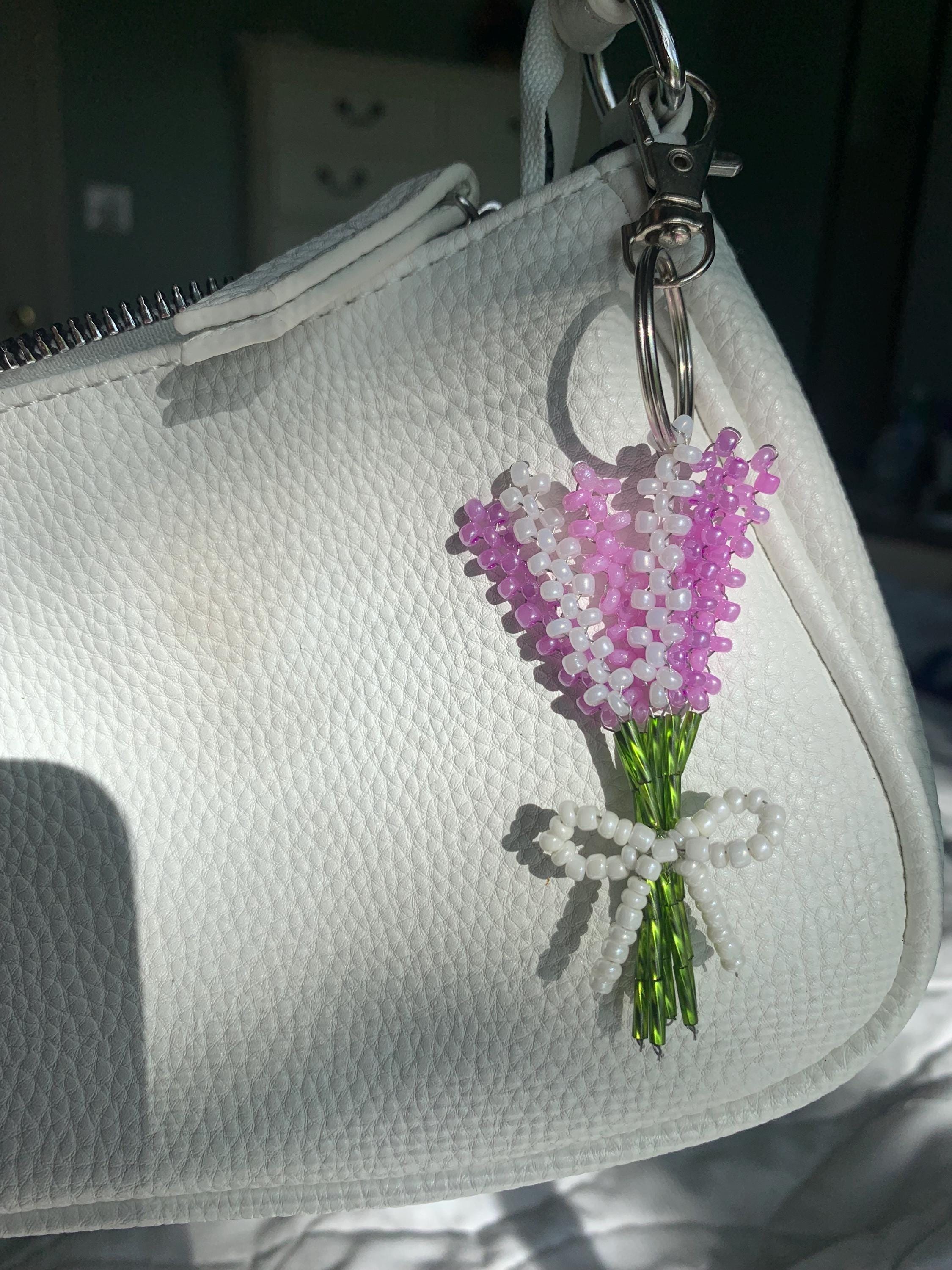 Beaded Flower Bouquet Keychain, Flower Keychain, Seed Bead Flowers ...