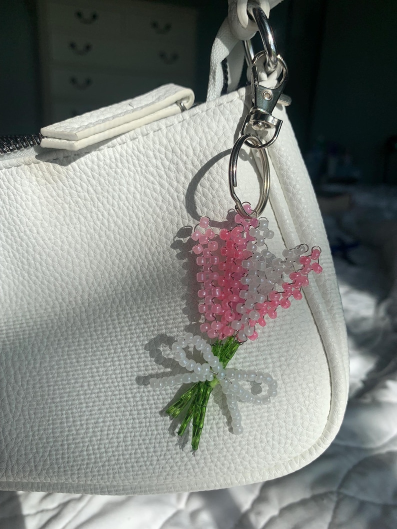 Beaded Flower Bouquet Keychain, Flower Keychain, Seed Bead Flowers ...