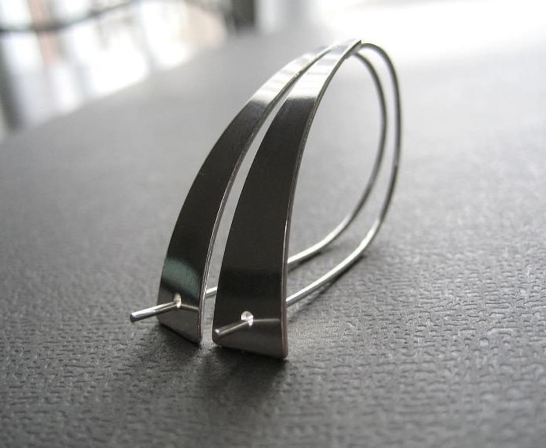Sterling Silver Earrings, Silver Earrings, Modern Earrings, Simple, Eco ...