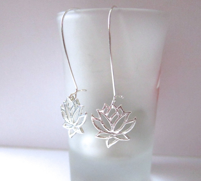 Lotus Earrings Sterling Silver Minimalist Modern Jewelry on | Etsy