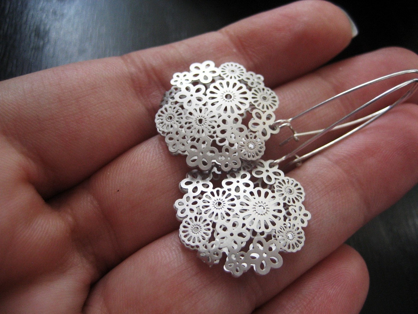 Lace Filigree Sterling Silver Earrings Simple Modern Design - Etsy
