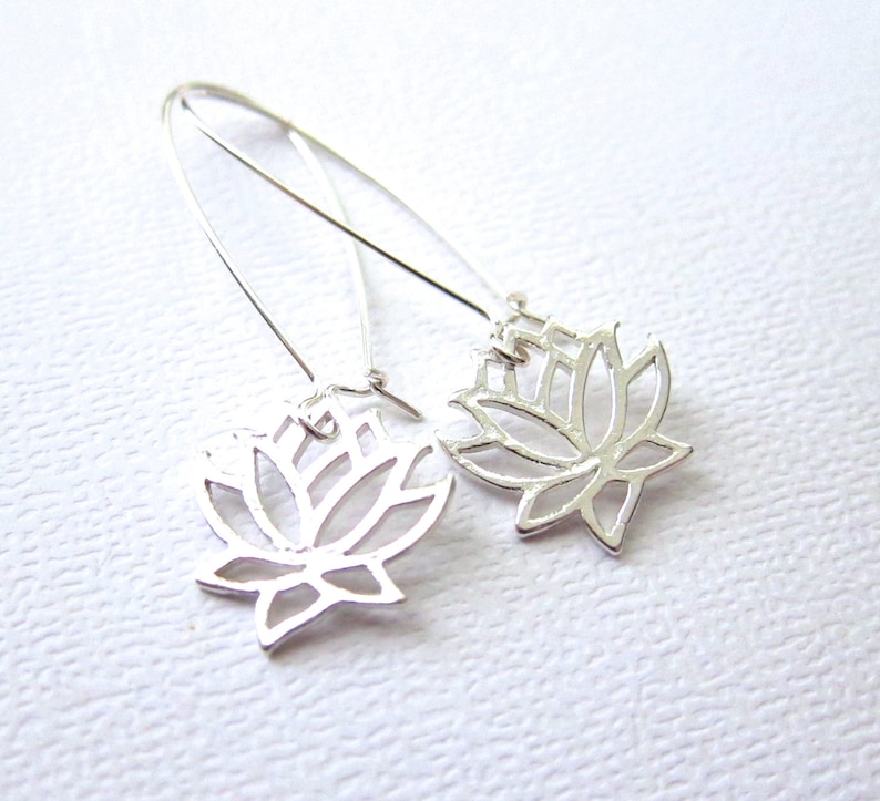 Lotus Earrings Sterling Silver Minimalist Modern Jewelry on | Etsy