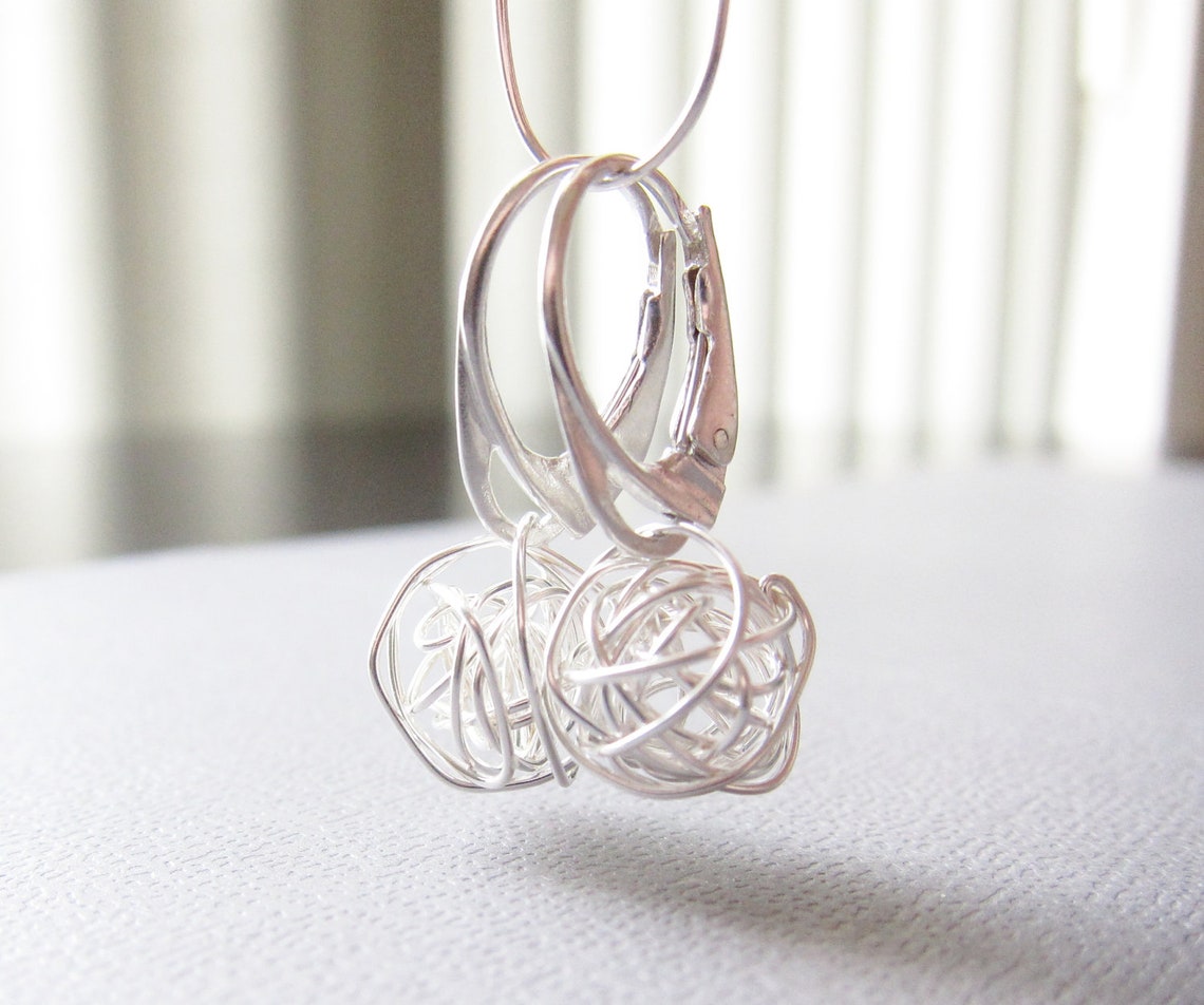 Hand Wired Silver Earrings Sterling Silver Wire Wrapped | Etsy