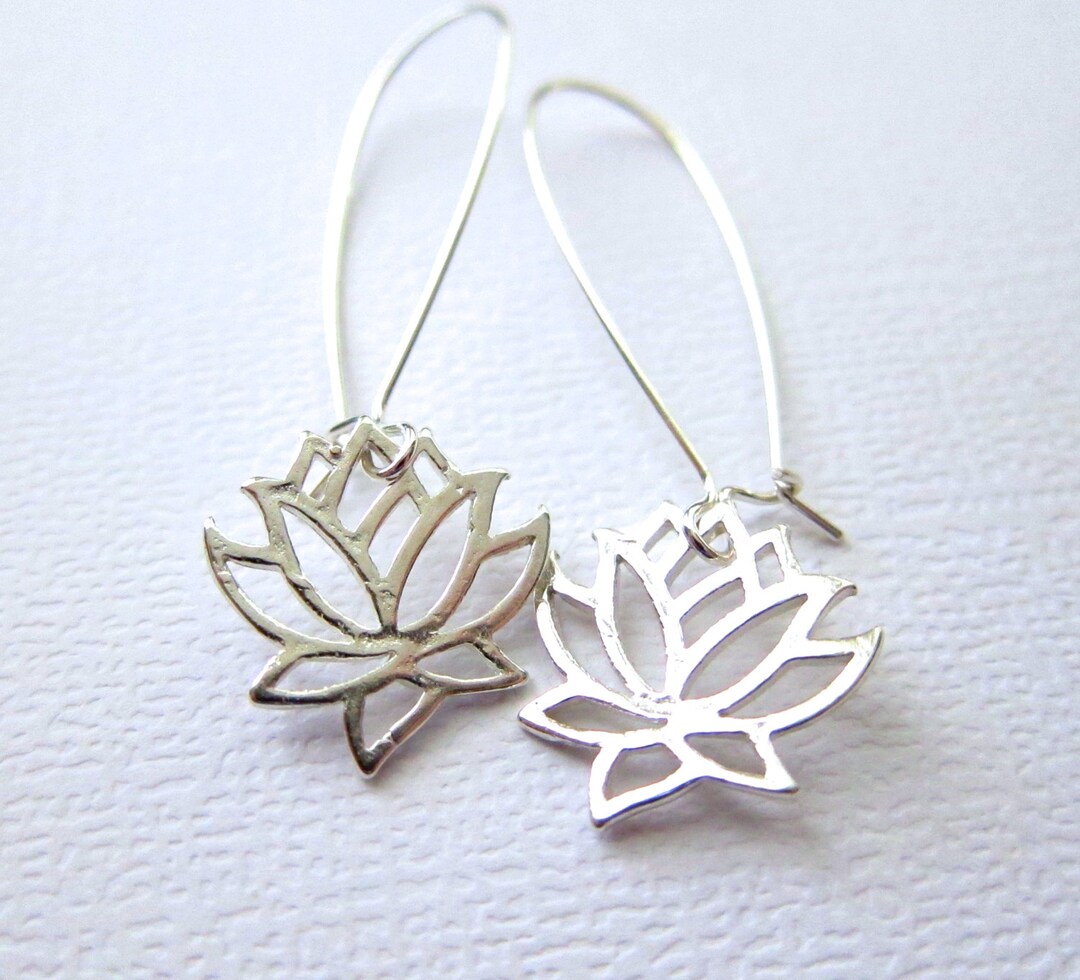 Lotus Earrings Sterling Silver Minimalist Modern Jewelry on Kidney ...