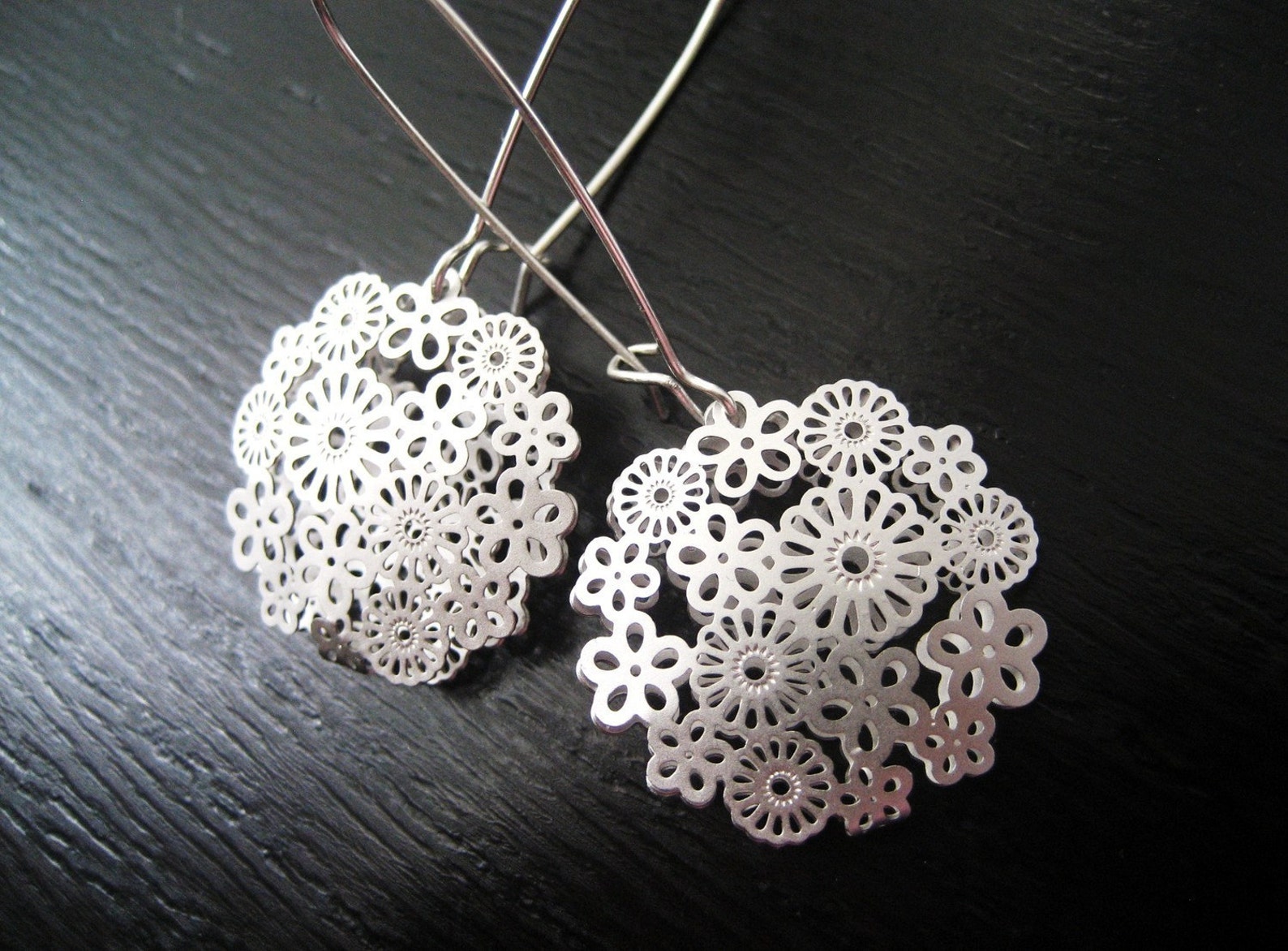 Lace Filigree Sterling Silver Earrings Simple Modern Design - Etsy
