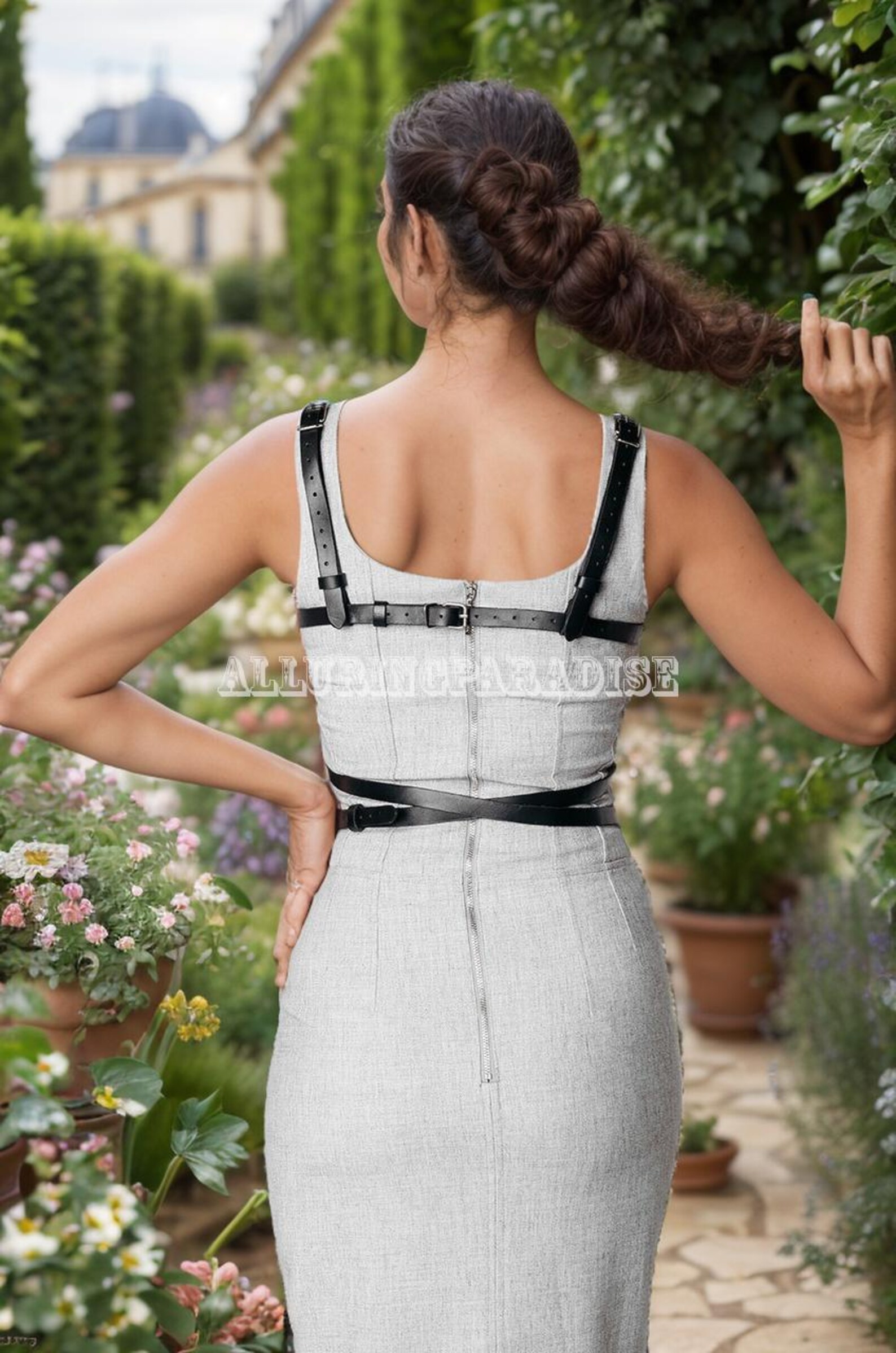 Womens Black Leather Chest Harness, Underbust Harness, Plus Size ...