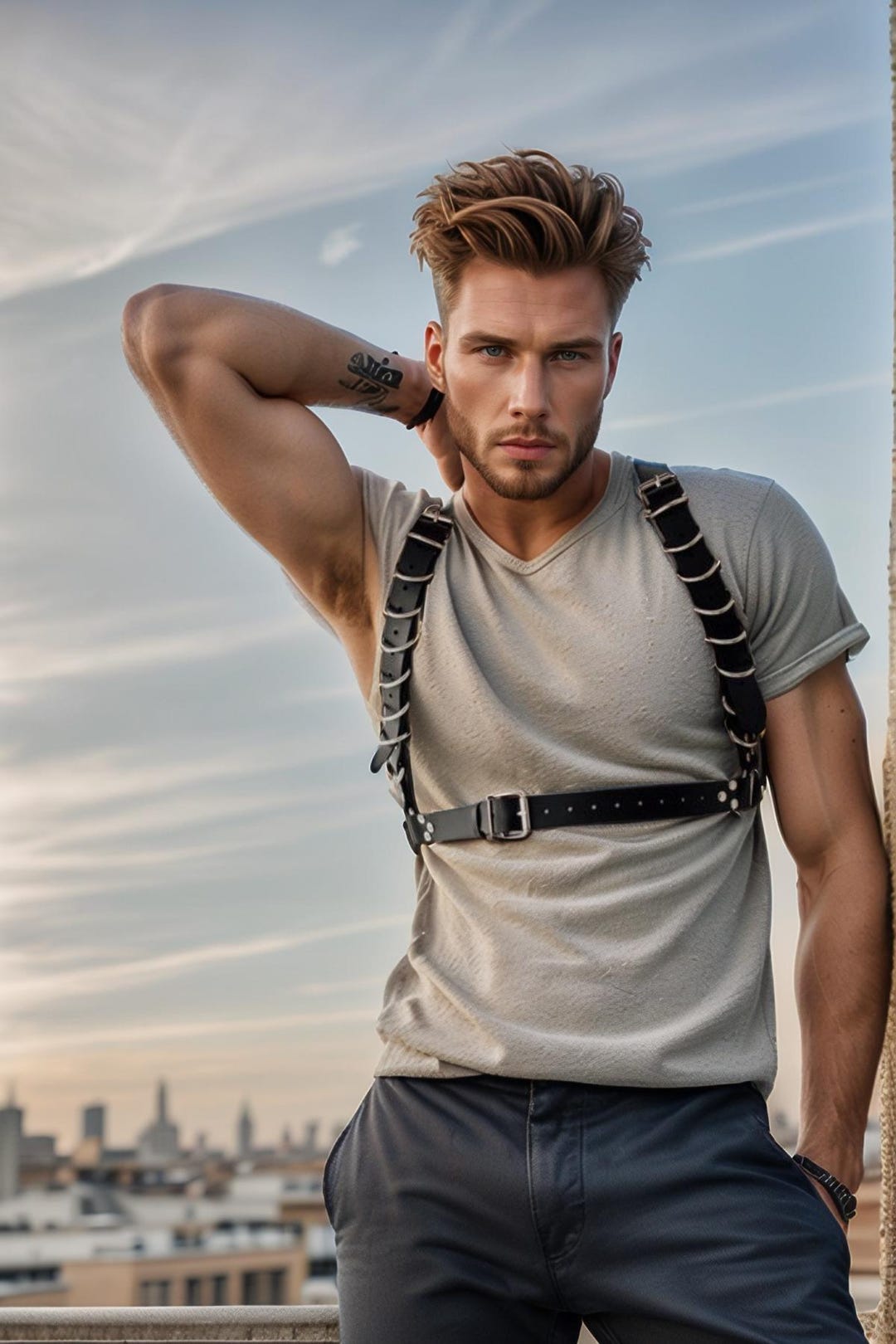Men's Ring Harness/ Man Harness/ Leather Men Chest Harness/ Plus Size ...