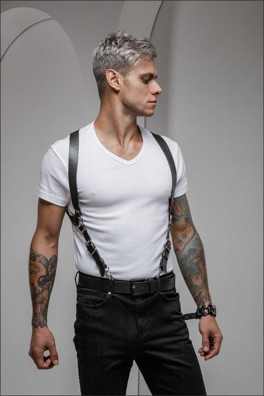 Men Bdsm Harness, Leather Gay Suspender Harness, Man Chest Harness ...