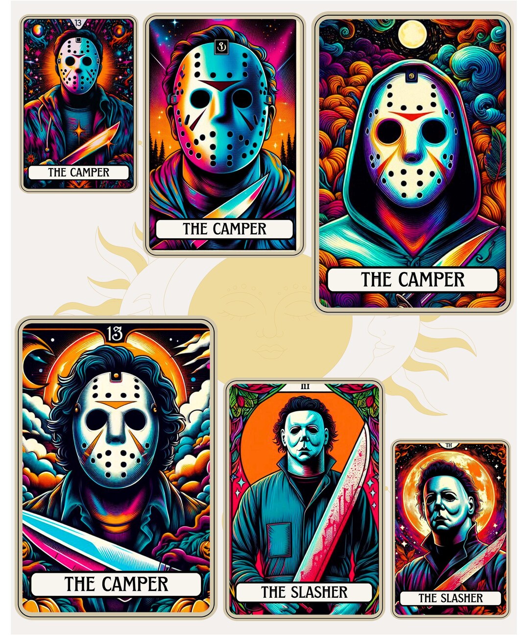 6 Halloween Horror Tarot Card Png Bundle, Horror Characters Svg Digital ...
