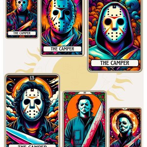 6 Halloween Horror Tarot Card Png Bundle, Horror Characters Svg Digital ...