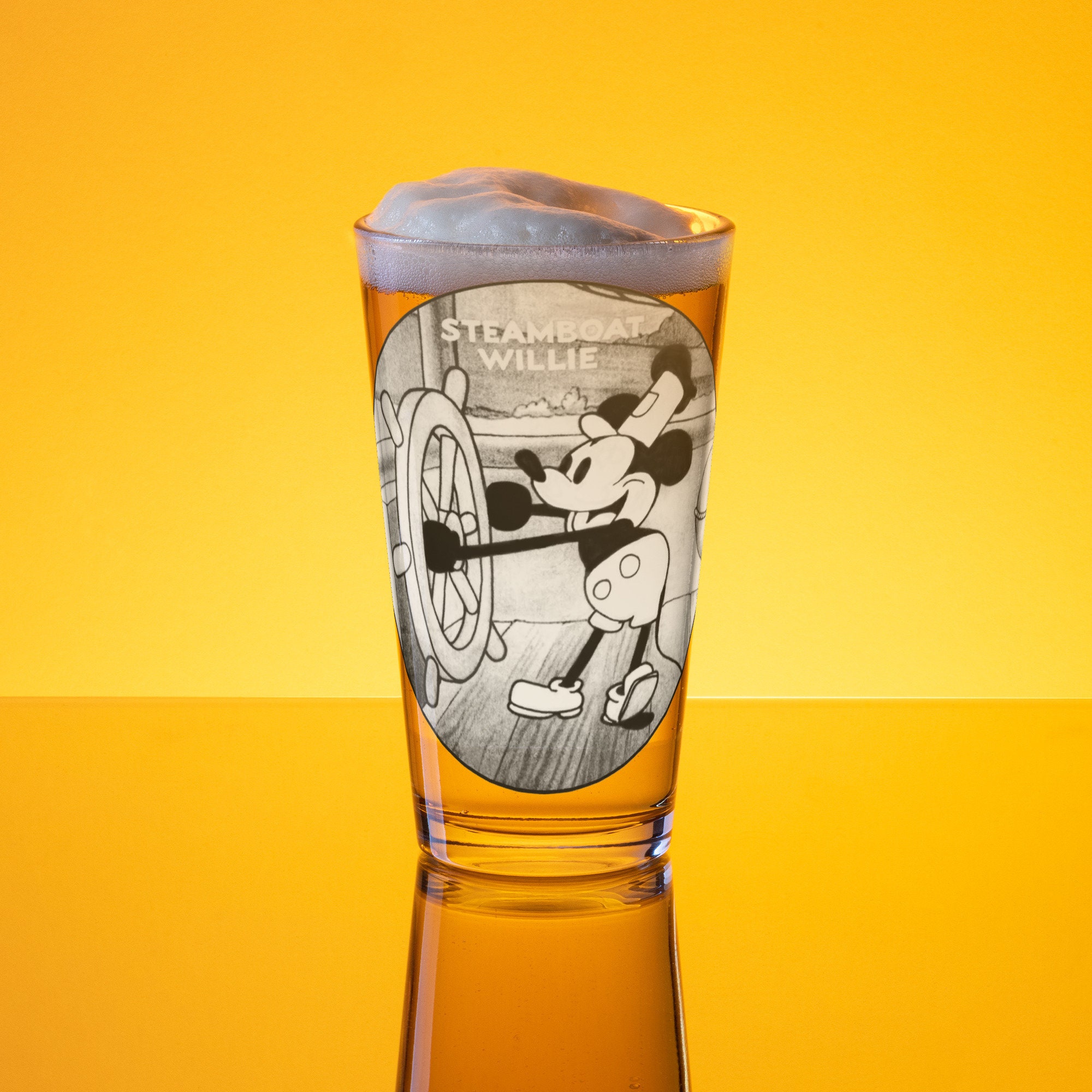 Micky Steamboat Willie, Cartoon Character, Dis Ney Pint Glass - Etsy