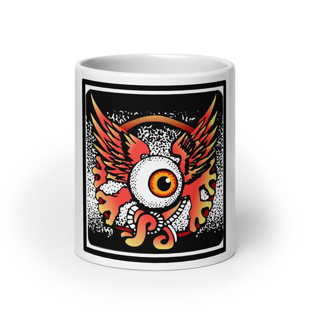 Flying Eyeball White Glossy Mug - Etsy
