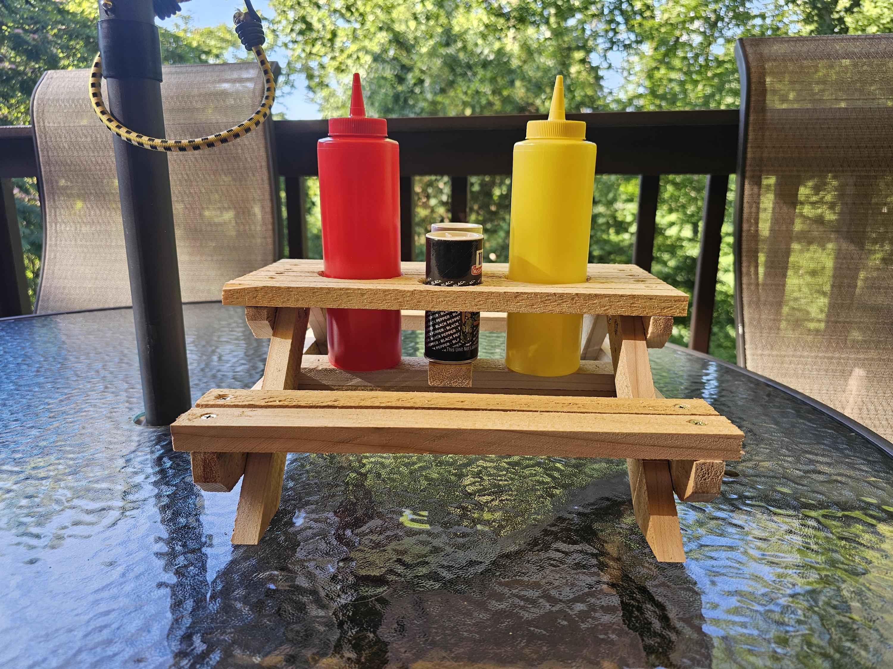 Cedar Picnic Table Condiment Caddy – Functional and Fun Outdoor Dining ...