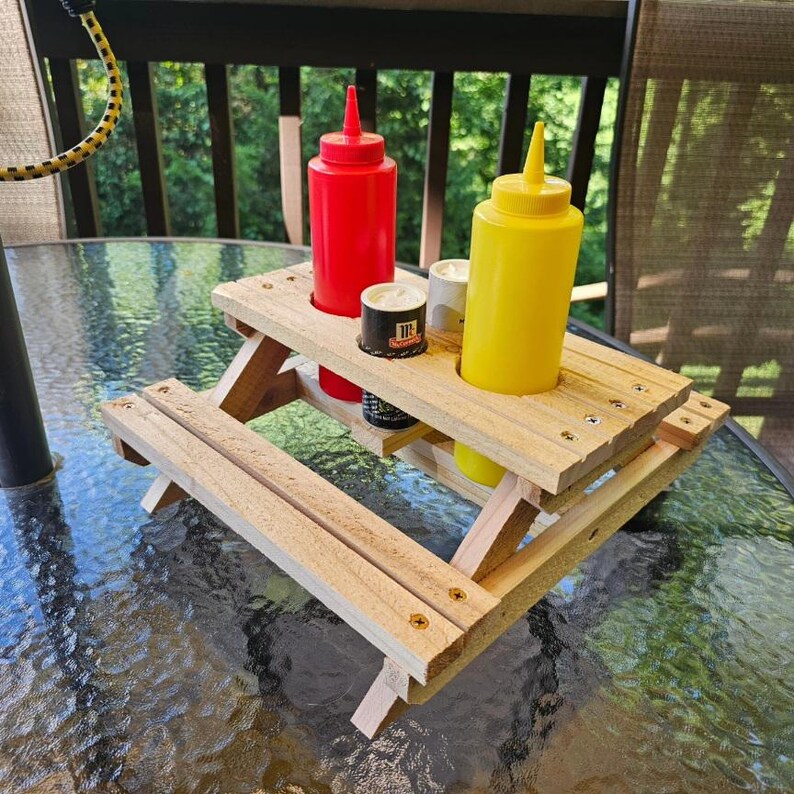 Cedar Picnic Table Condiment Caddy Functional and Fun Outdoor Dining ...