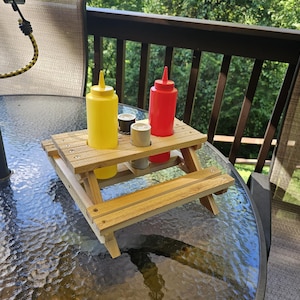 Cedar Picnic Table Condiment Caddy Functional and Fun Outdoor Dining ...