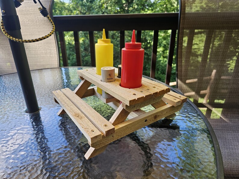 Cedar Picnic Table Condiment Caddy – Functional and Fun Outdoor Dining ...