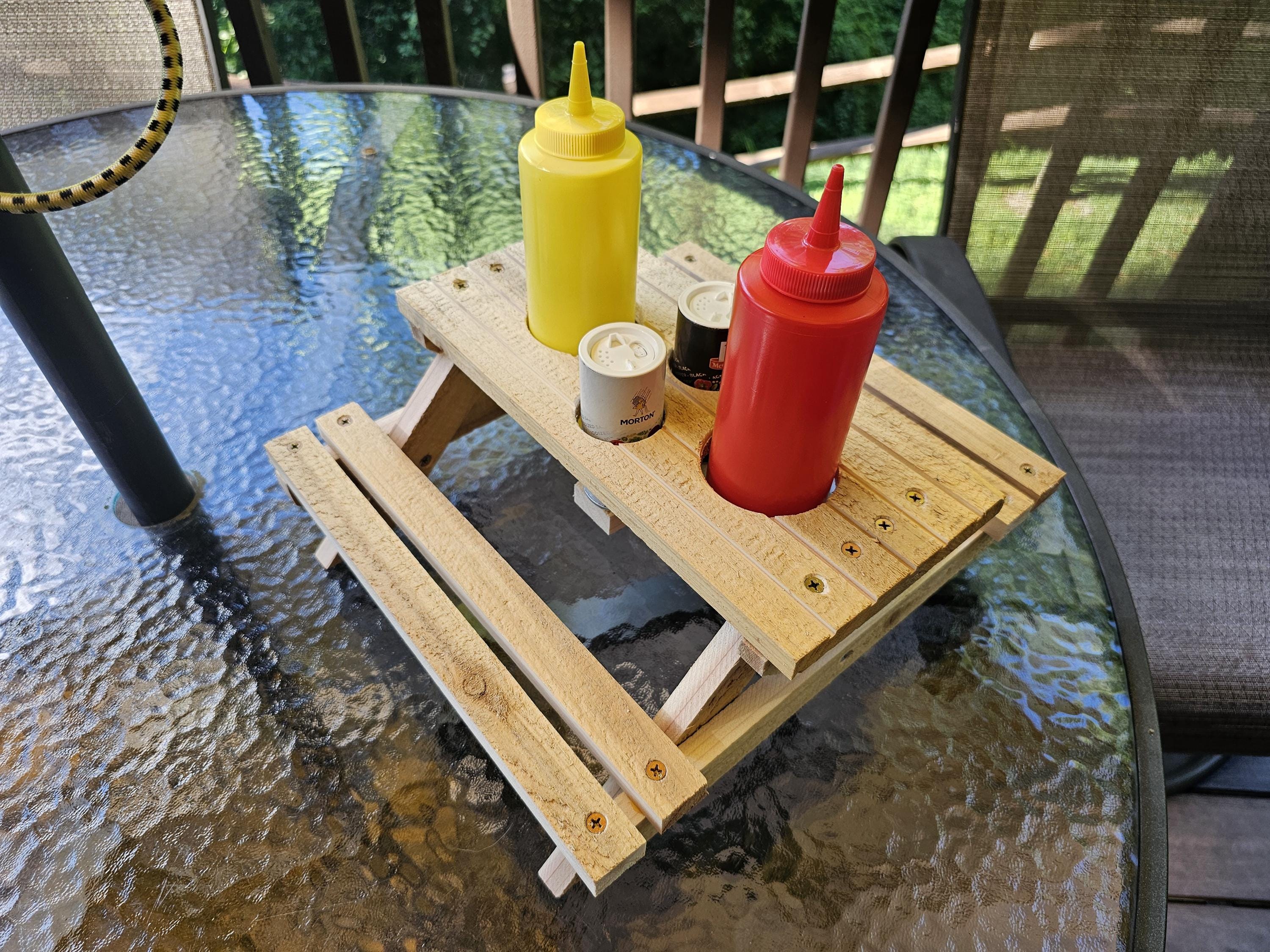 Cedar Picnic Table Condiment Caddy – Functional and Fun Outdoor Dining ...