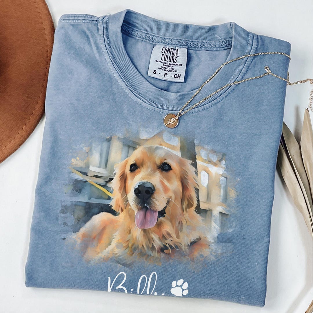 Custom Dog Portrait Shirt Personalized Pet Photo Tee Comfort Colors Dog ...