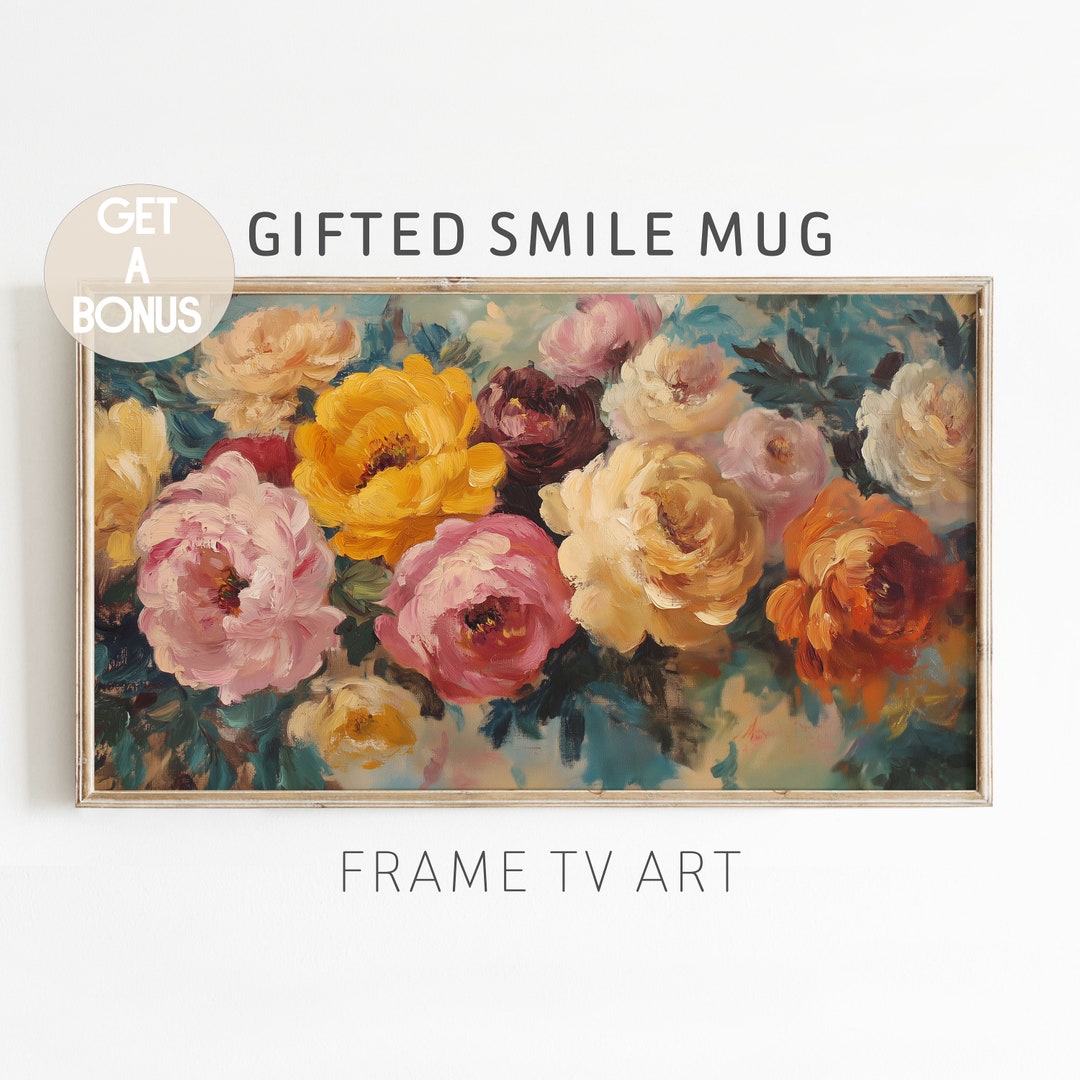 Flower Painting Frame TV Art Vintage Flora Art Antique Floral Painting ...