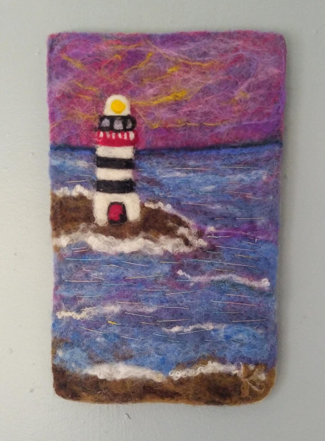 Lighthouse Wool Painting Felted Lighthouse Wall Hanging Ocean ...