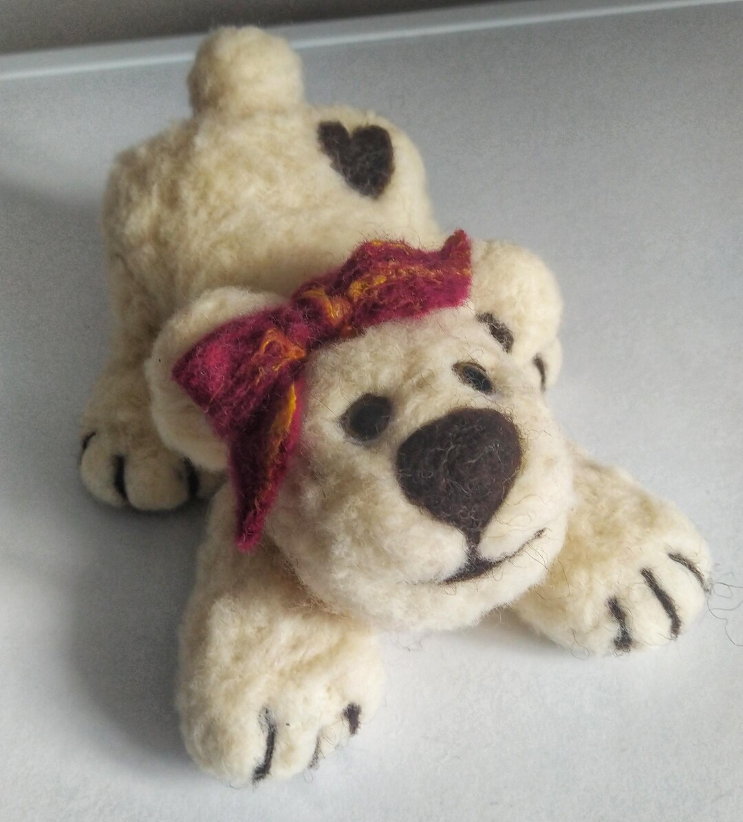Valentine Felted Bear Wool Figurine Teddy Bear Sculpture Bear Lovers ...