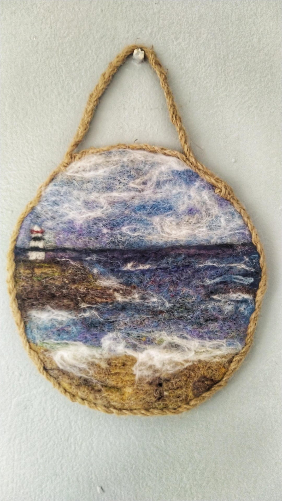 Lighthouse Wool Painting Ocean Scenery Wall Hanging Felted Ocean ...