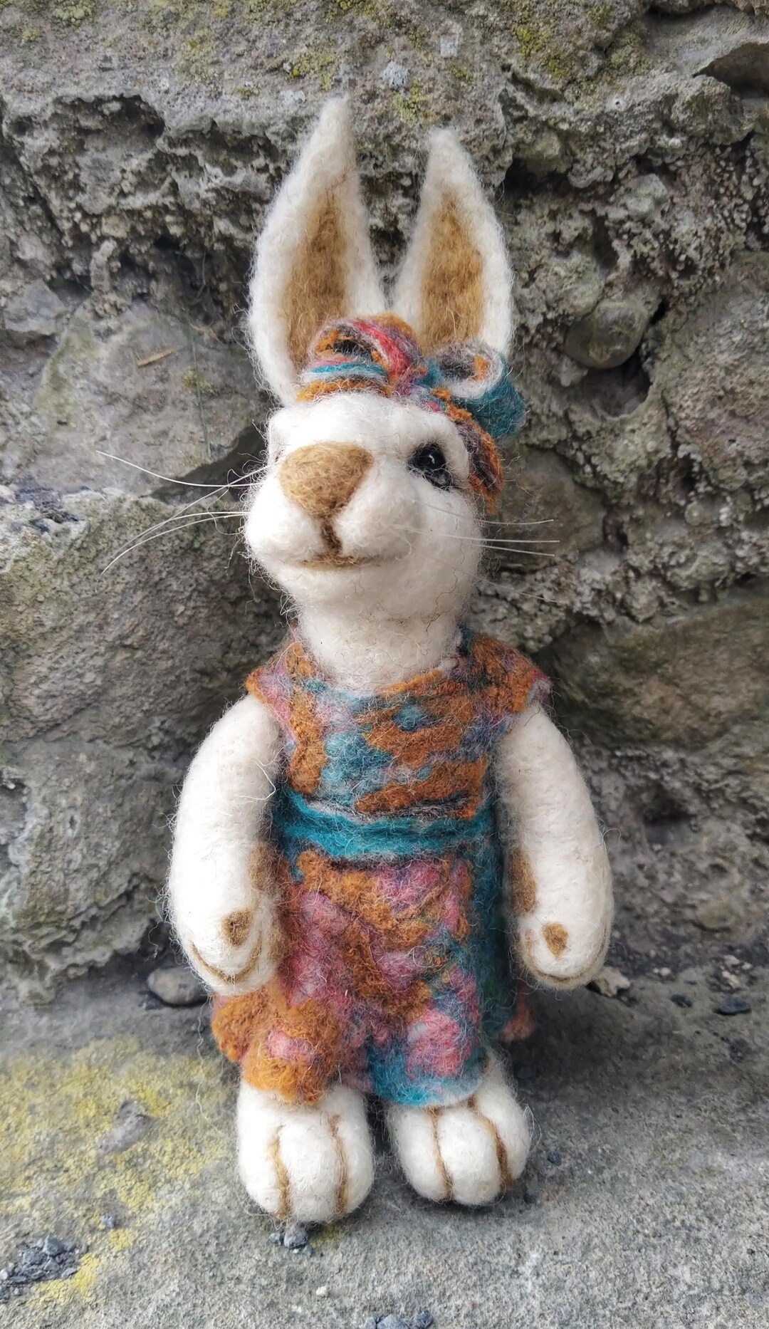 Rabbit Wool Sculpture Bunny Gift Lovers Fiber Rabbit Figurine Decor ...