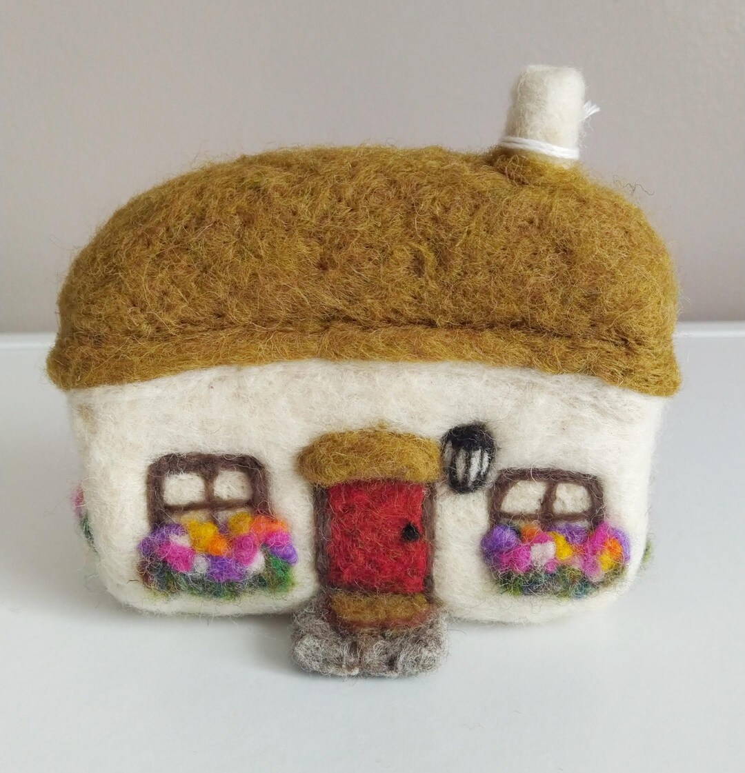 Irish Cottage Wool Sculpture Cottage Felted Art House Fiber Gift Made ...