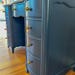 Sold** Vintage Navy Blue Desk With Antique Brass Knobs – Glazed Wood ...