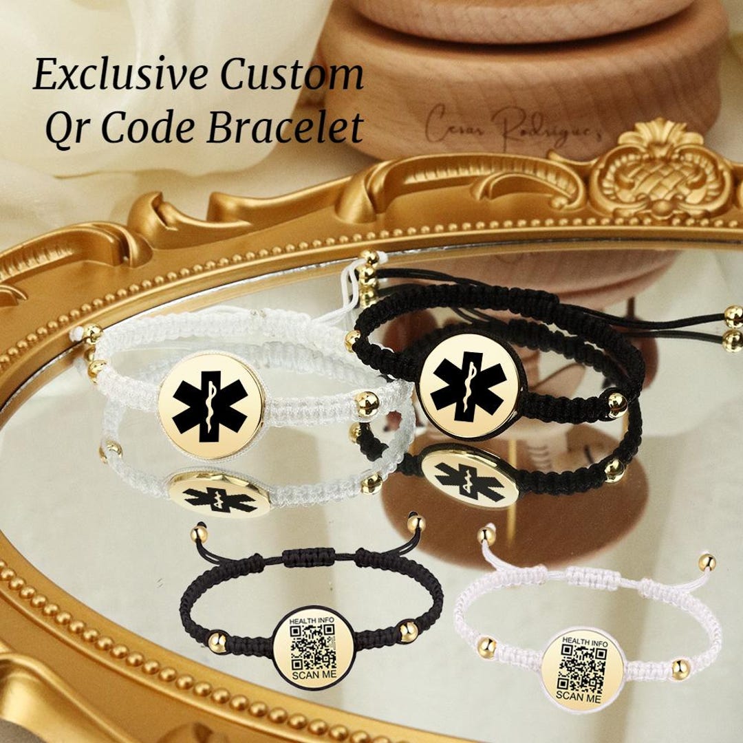 Custom Qr Code Bracelet,medical Id Bracelet,diabete Bracelet,custom ...