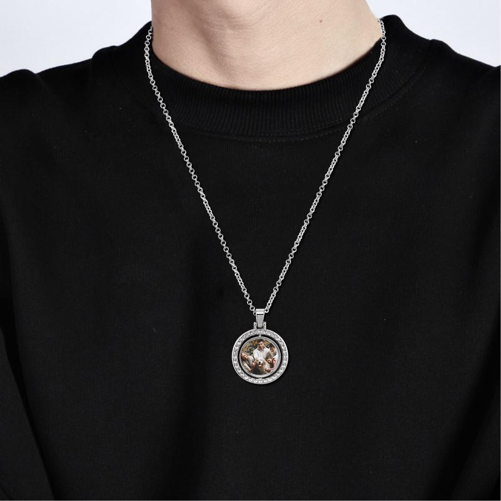 Rotating Photo Necklace for Men,custom Necklace,necklace With Photo ...