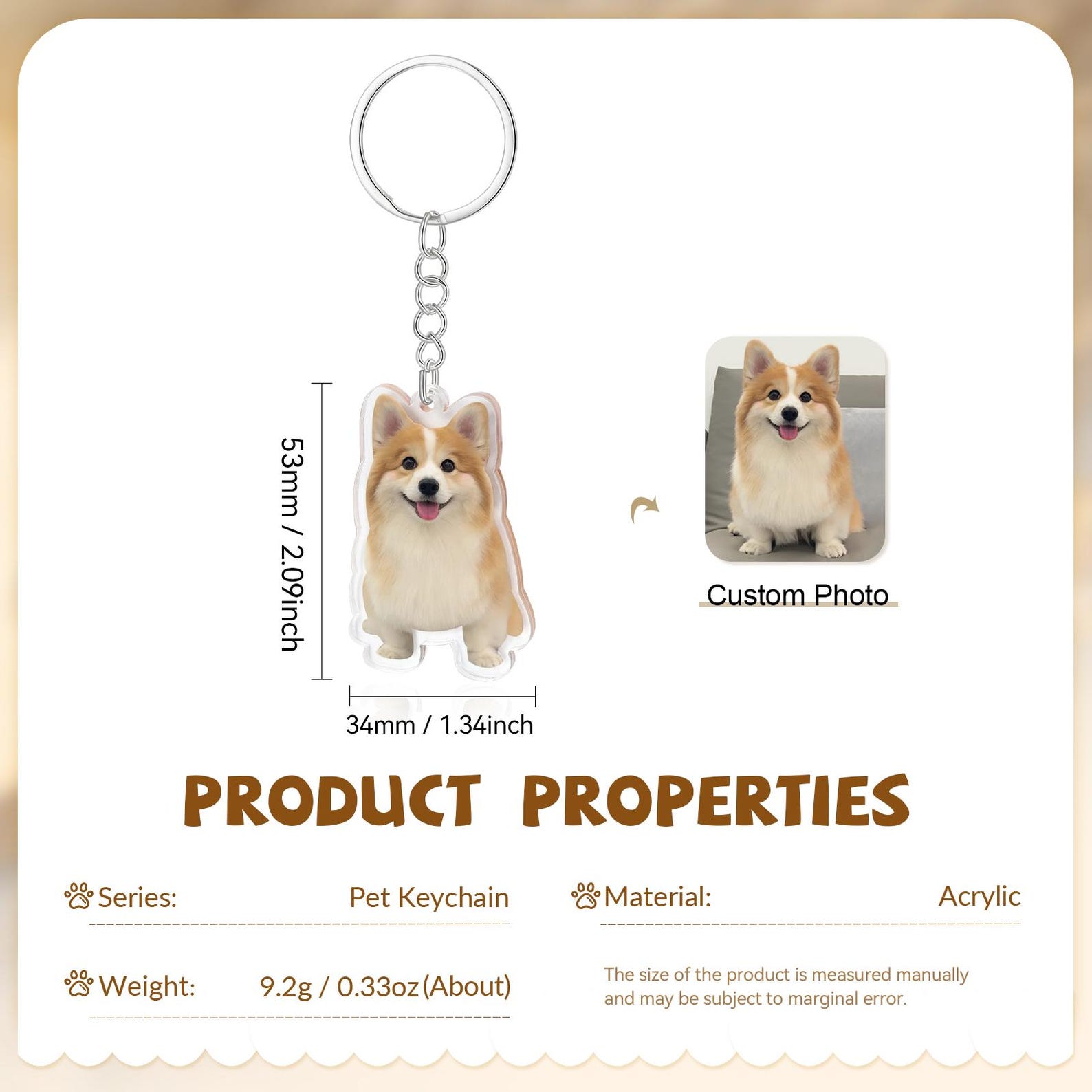 Custom Pet Keychain,pet Photo Keychain,photo Keepsake,photograph ...