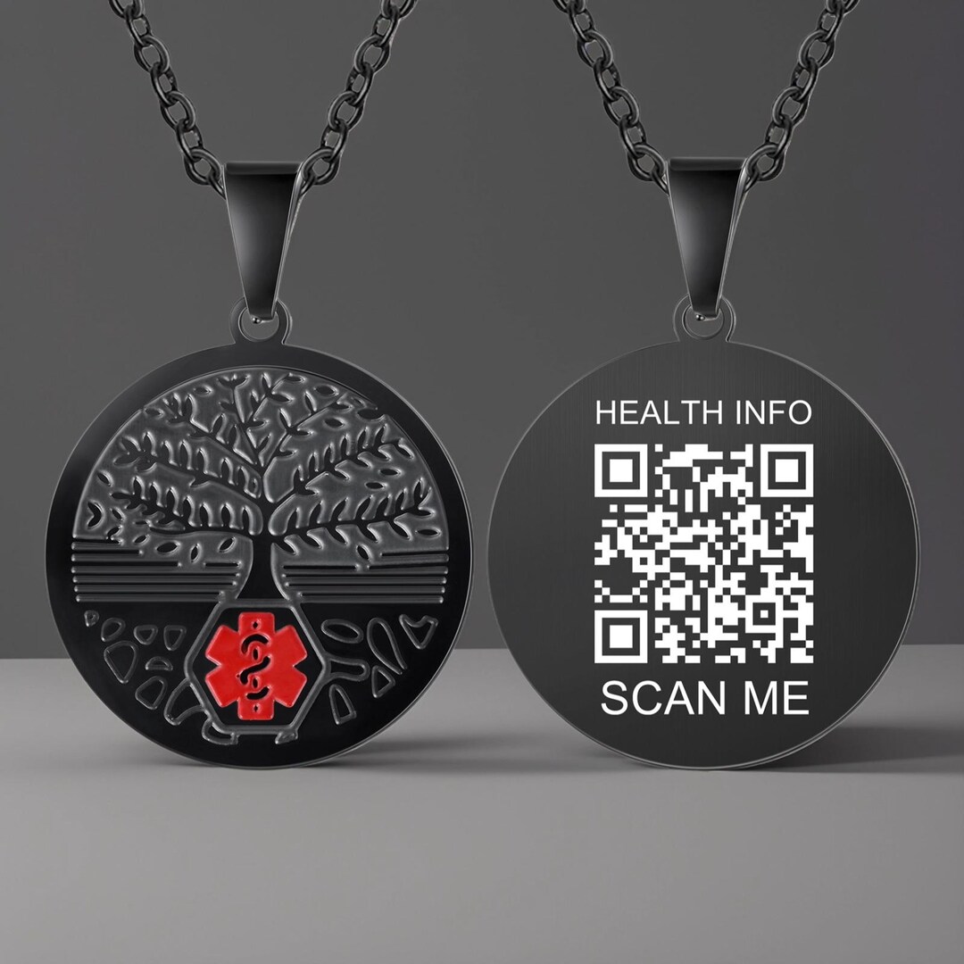 Medical QR Code Necklace,medical Emergency Id,allergy Information,mens ...