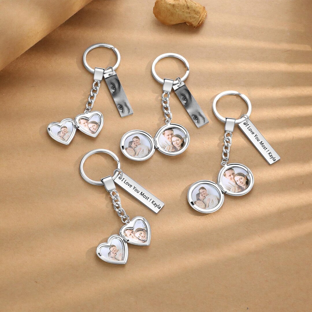 Heart Photo Locket Keychain,custom Text Keychain,personalized Keychain ...