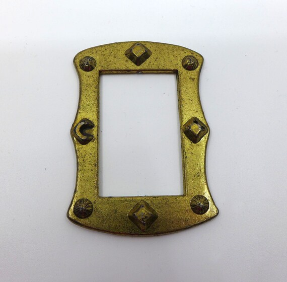 Vintage Large Manly Bronze Metal Rectangle Buckle Fra… - Gem
