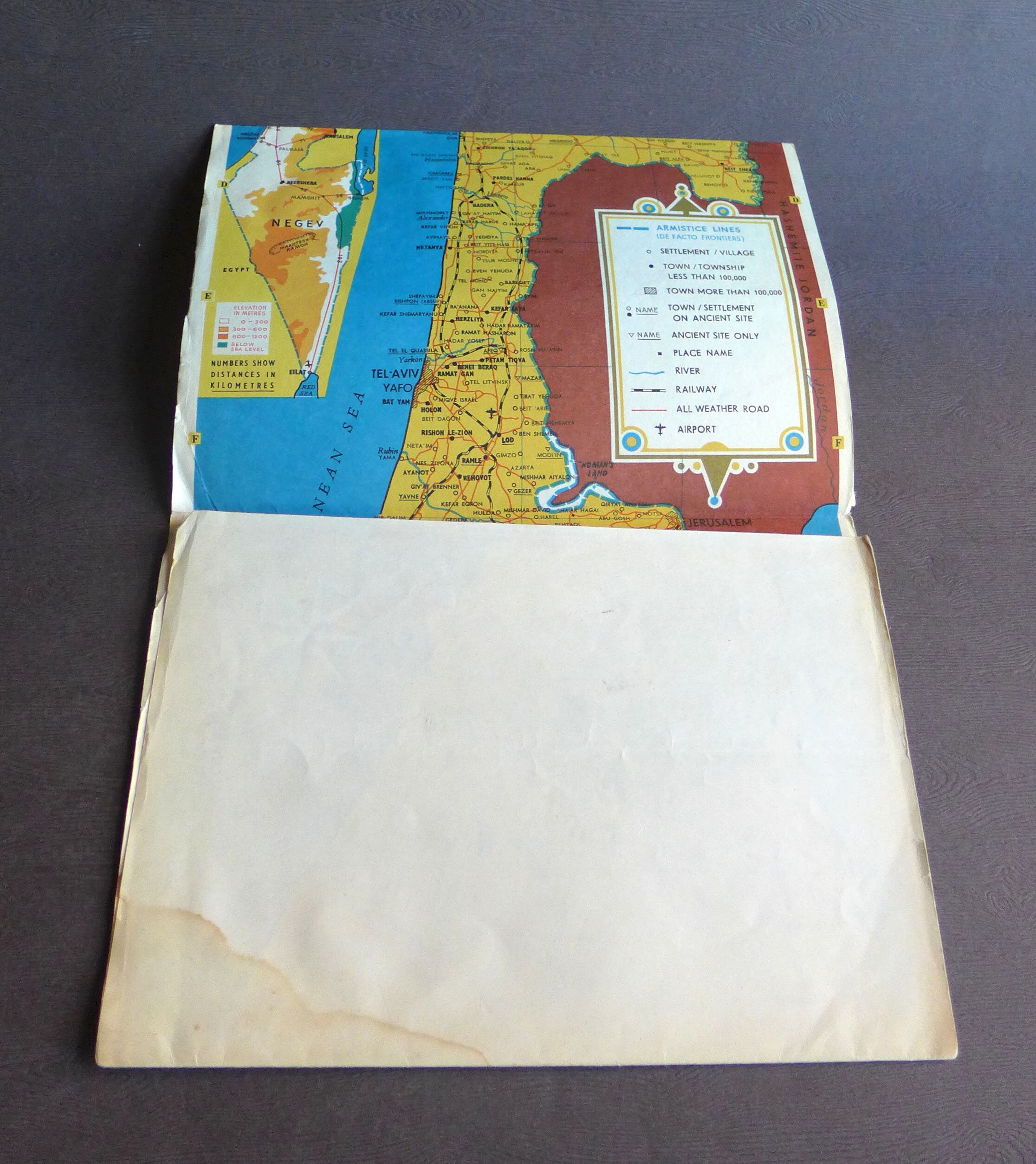 Mapa vintage ISRAEL Touring Map por Tour Ltd Tel Aviv, Centro Turístico ...