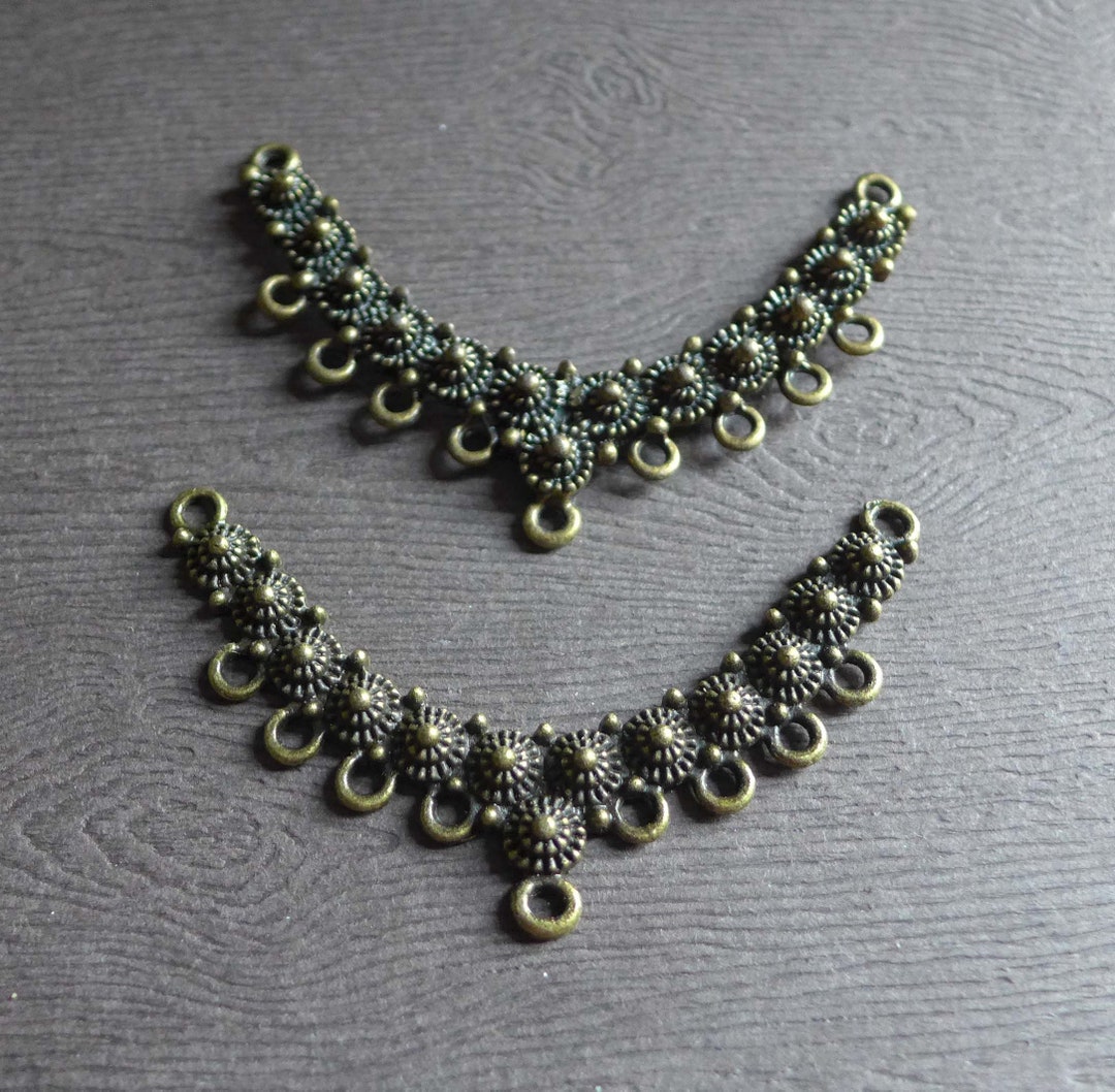 Pair Cast Textured Necklace Bases Antique Bronze Finish Over - Etsy