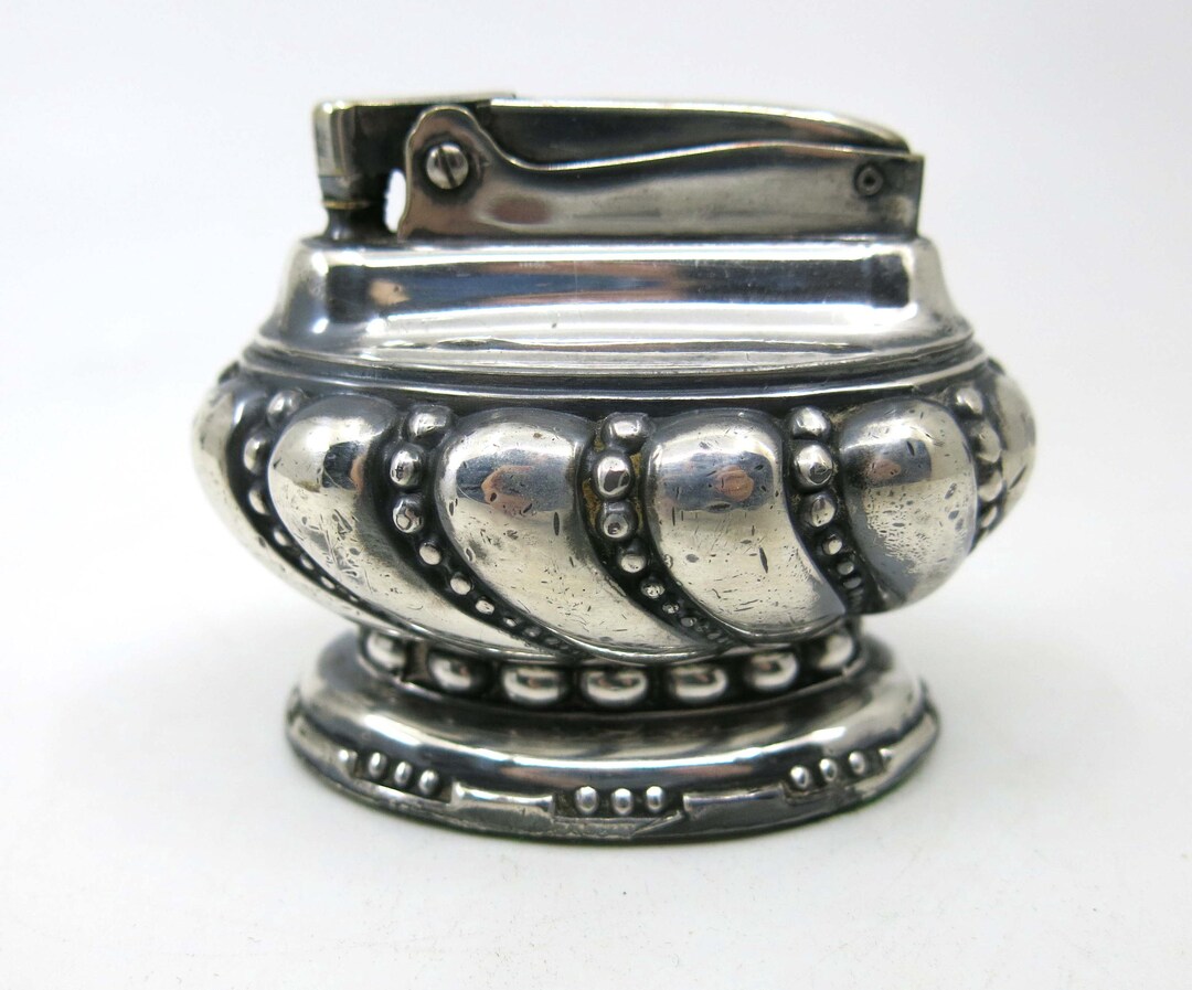 Vintage 1950s Ronson Crown Lighter Silver Plated Tabletop Cigarette ...