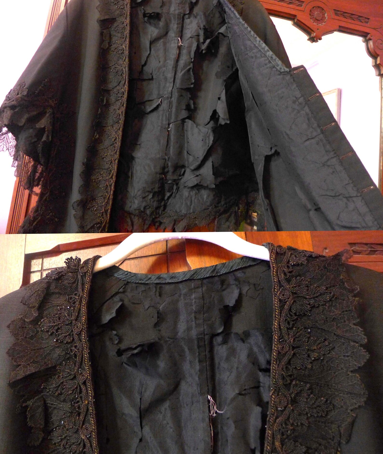 Black Antique Original 1880s Beaded Lace Trimmed Victorian Dolman ...