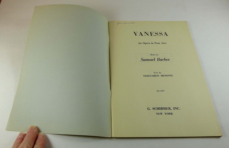 Vanessa Libretto by Samuel Barber and Gian-carlo Menotti - Etsy