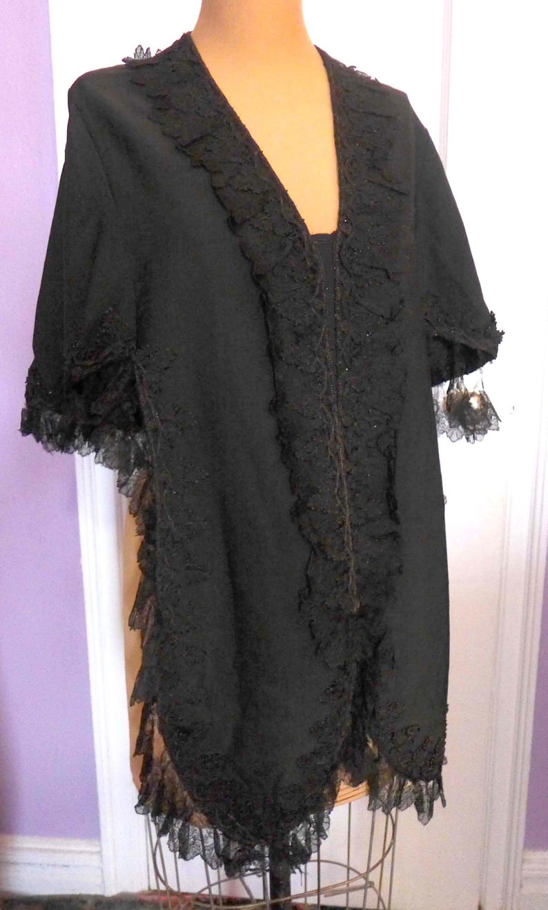 Black Antique Original 1880s Beaded Lace Trimmed Victorian Dolman ...