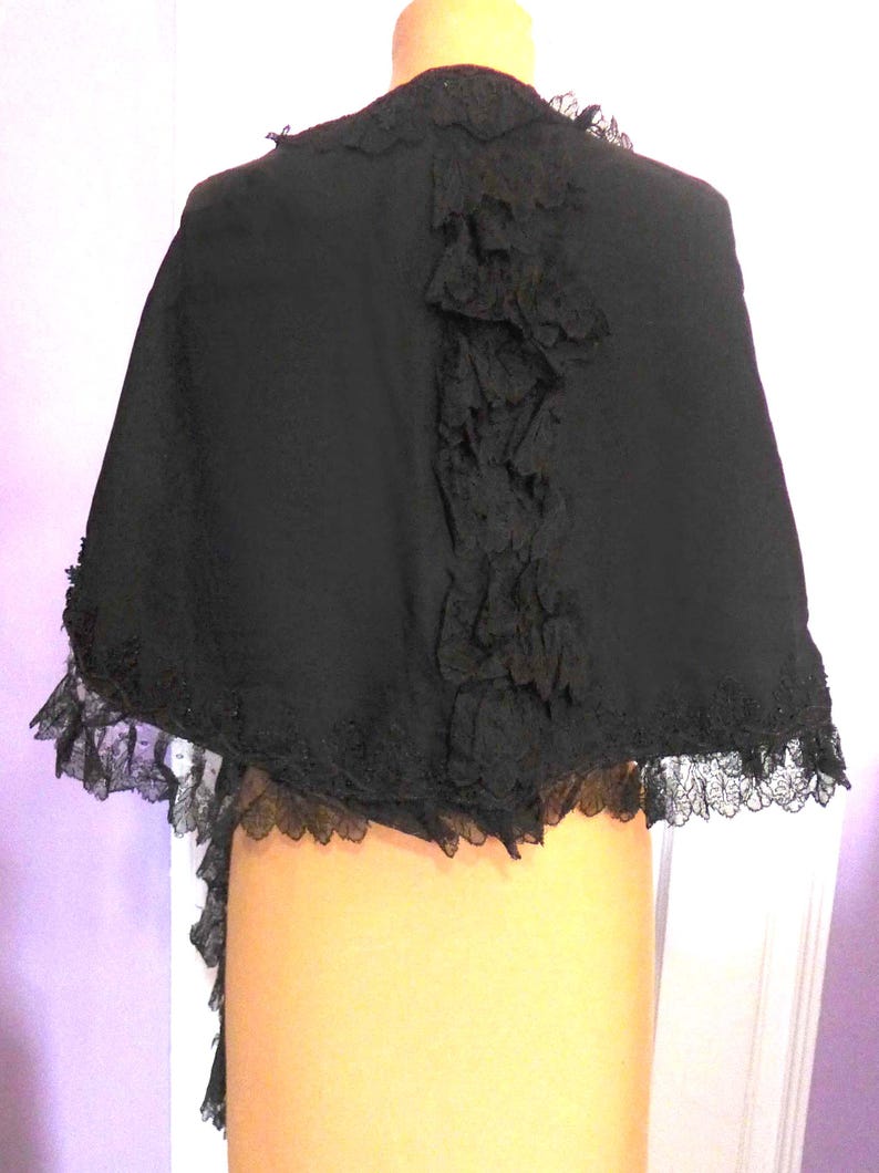 Black Antique Original 1880s Beaded Lace Trimmed Victorian Dolman ...