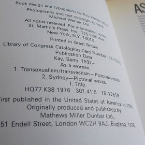 RARE as A Woman by Barry Kay, 1970s Sydney Australia Transgender ...