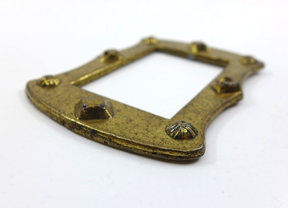 Vintage Large Manly Bronze Metal Rectangle Buckle Fra… - Gem