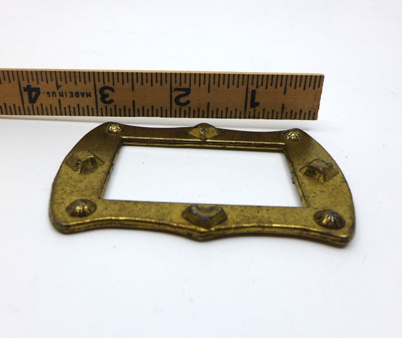 Vintage Large Manly Bronze Metal Rectangle Buckle Fra… - Gem