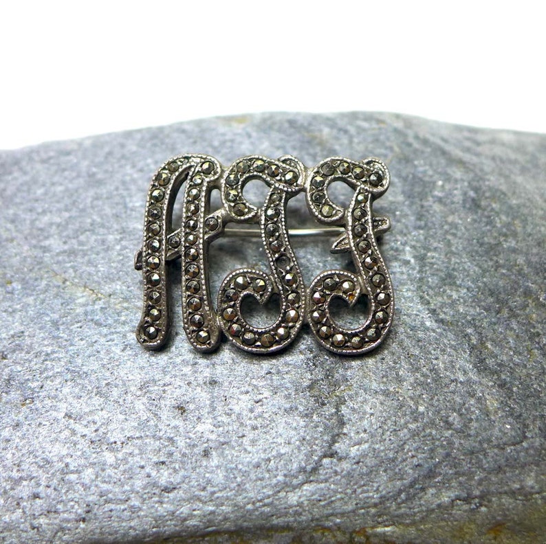 ATF Vintage Initials Pin K-D Sterling Marcasite Initial Pin | Etsy