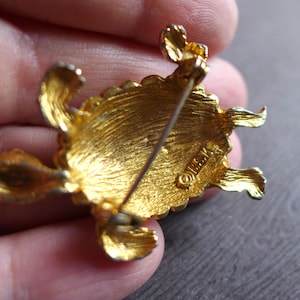 Vintage BSK Turtle Pin Brooch, Gold Tone Turtle Red Jeweled Eyes, 1960s ...