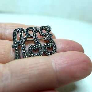 ATF Vintage Initials Pin, K-D Sterling Marcasite Initial Pin Brooch ...