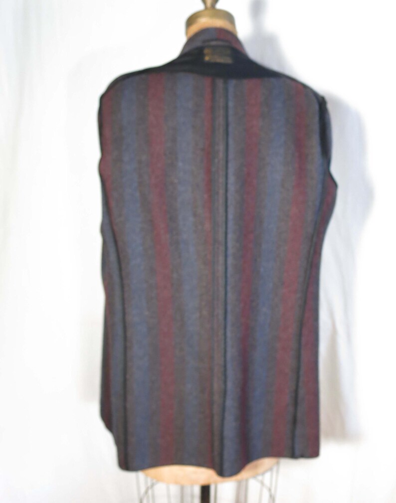 Vintage Men's Wool Shawl Collar Smoking Jacket, Gray Shadow Stripe ...